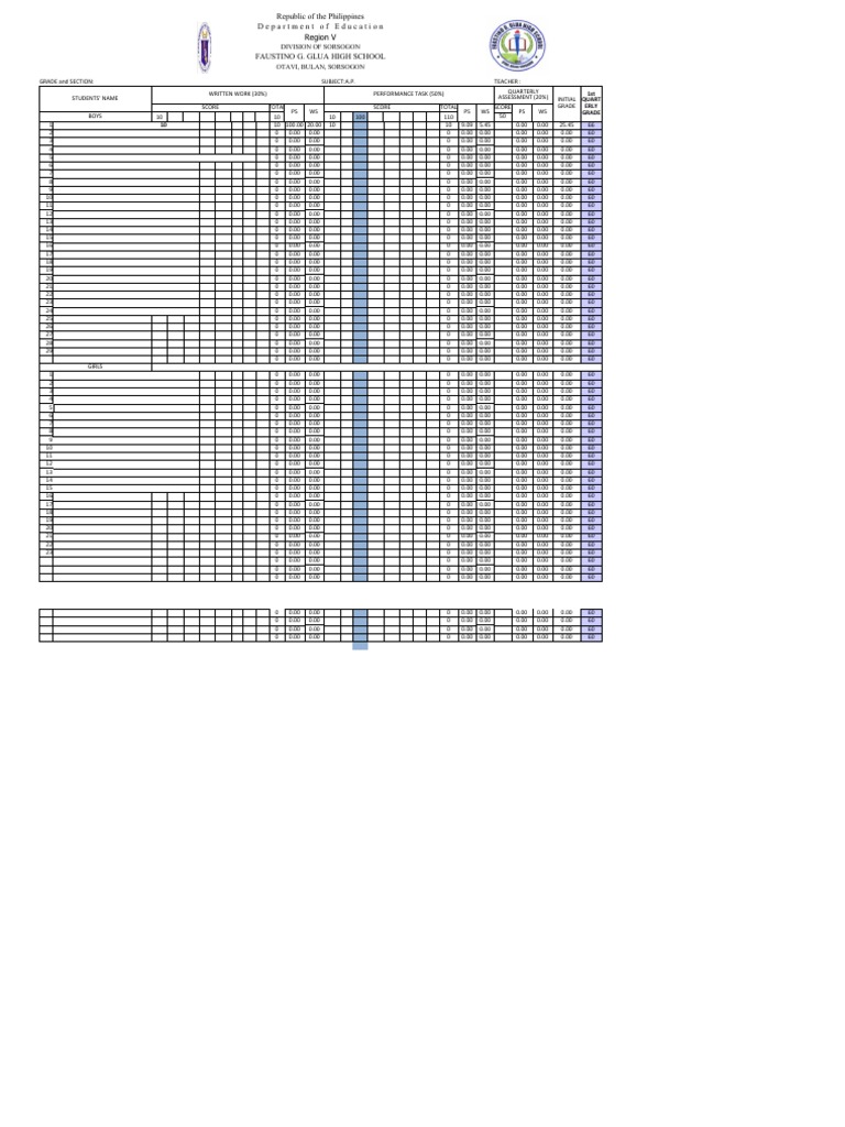 Electronic Class Record Template-AP | PDF