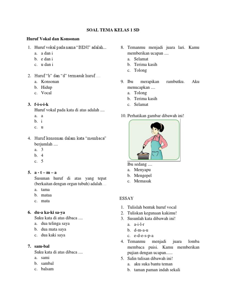 Soal Tema Kelas 1 SD | PDF