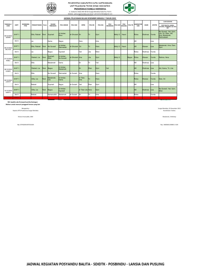12 Jadwal Poli Desember | PDF