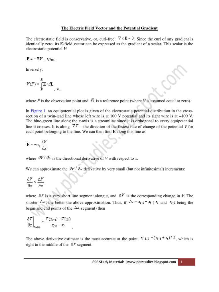 The Electric Field Vector and The Potential Gradient | PDF | Science ...
