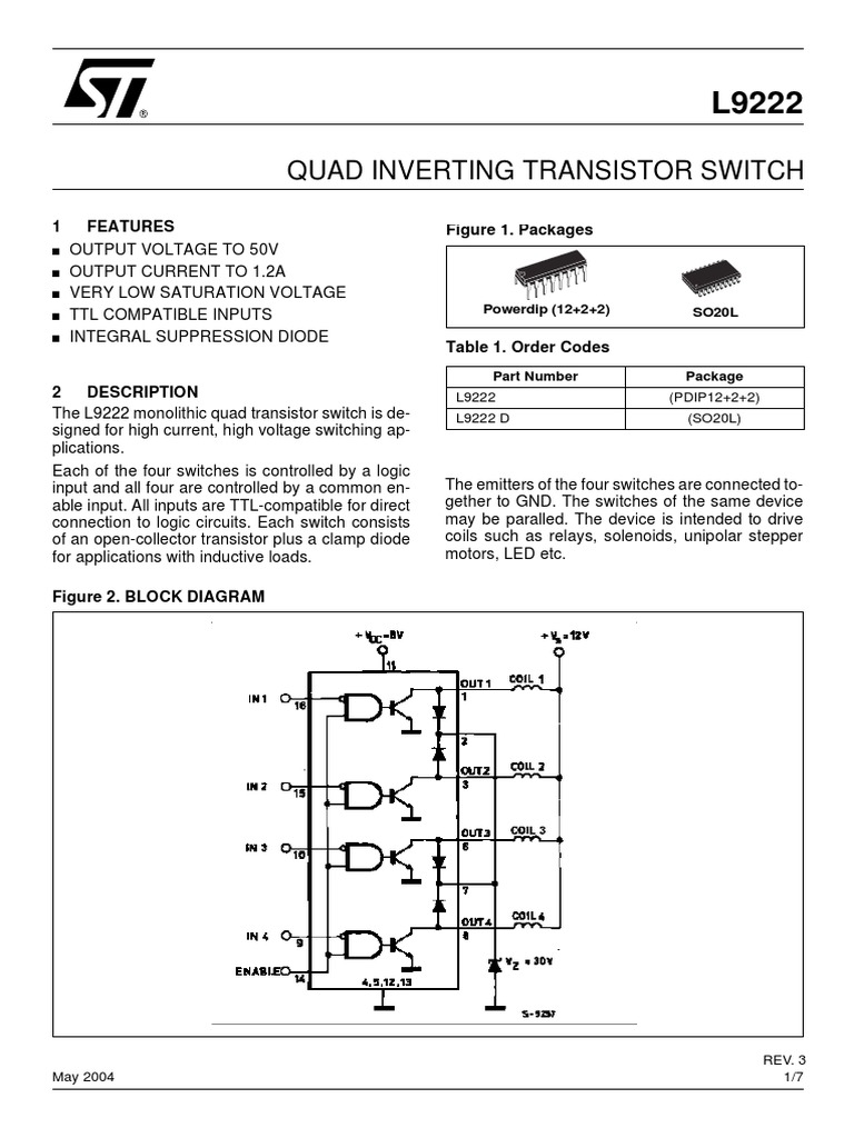 Quad Inverting Transistor Switch: 1 Features Figure 1. Packages | PDF ...