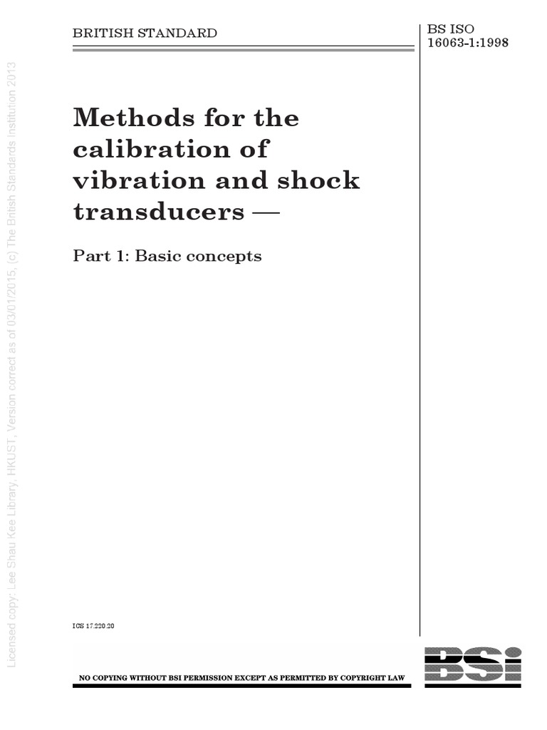 Iso 16063-1 1998 | PDF | Calibration | International Organization For ...