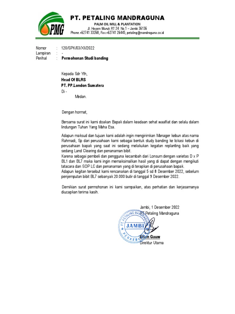 Permohonan Study Banding | PDF