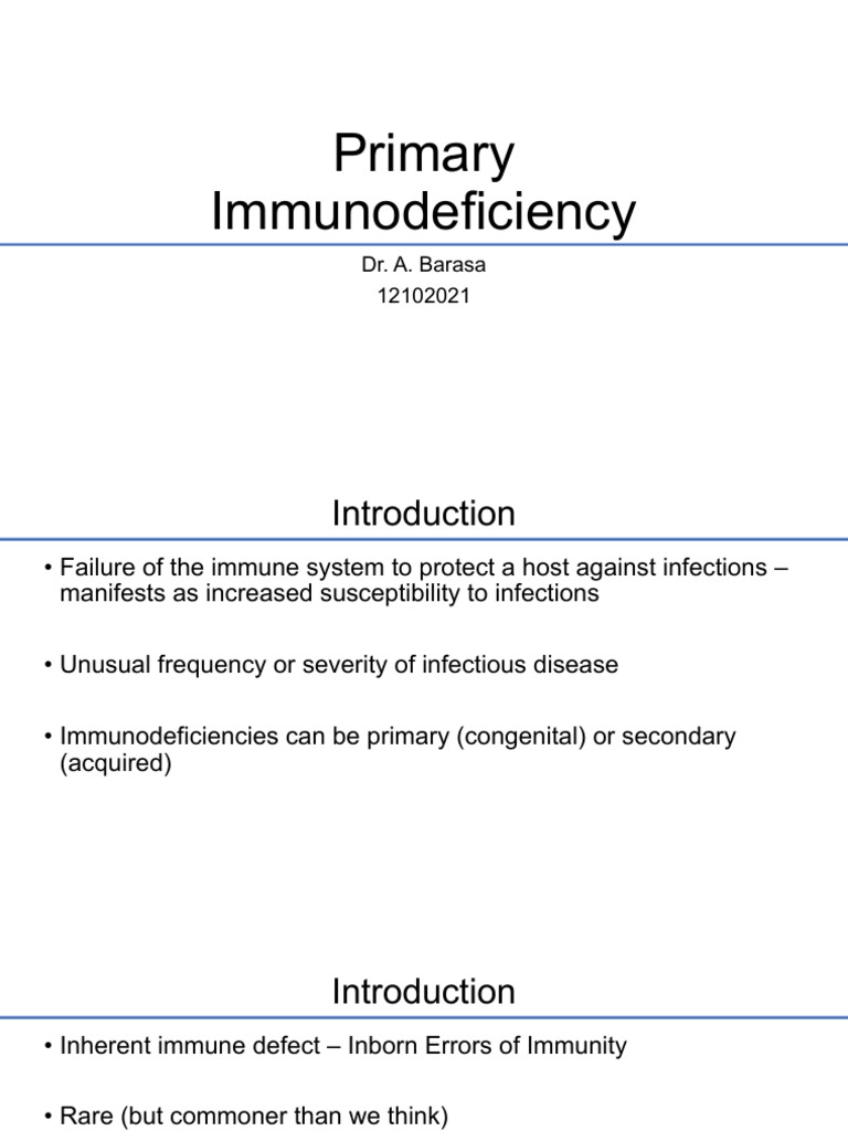 Primary Immunodeficiency | PDF | Immunodeficiency | Immune System