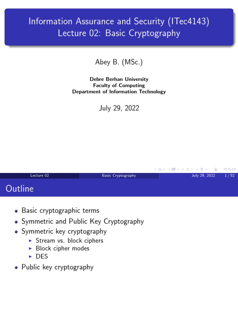 Chapter 2Lecture02 | PDF | Cryptography | Public Key Cryptography