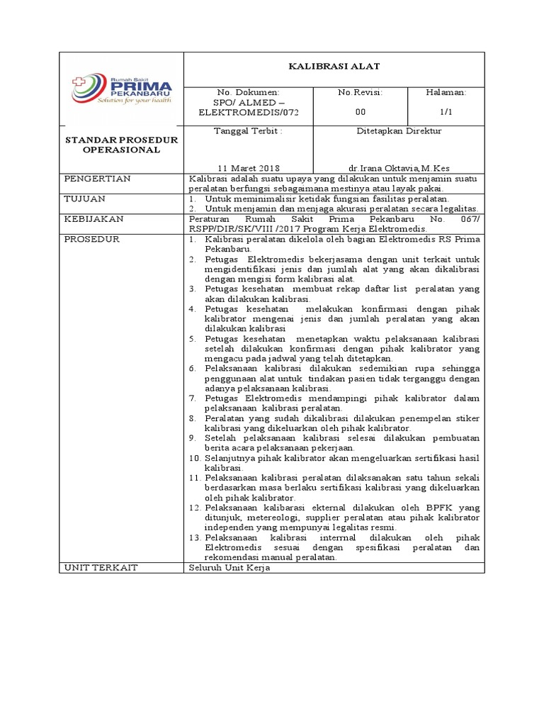 Prosedur Kalibrasi Alat Elektromedis | PDF