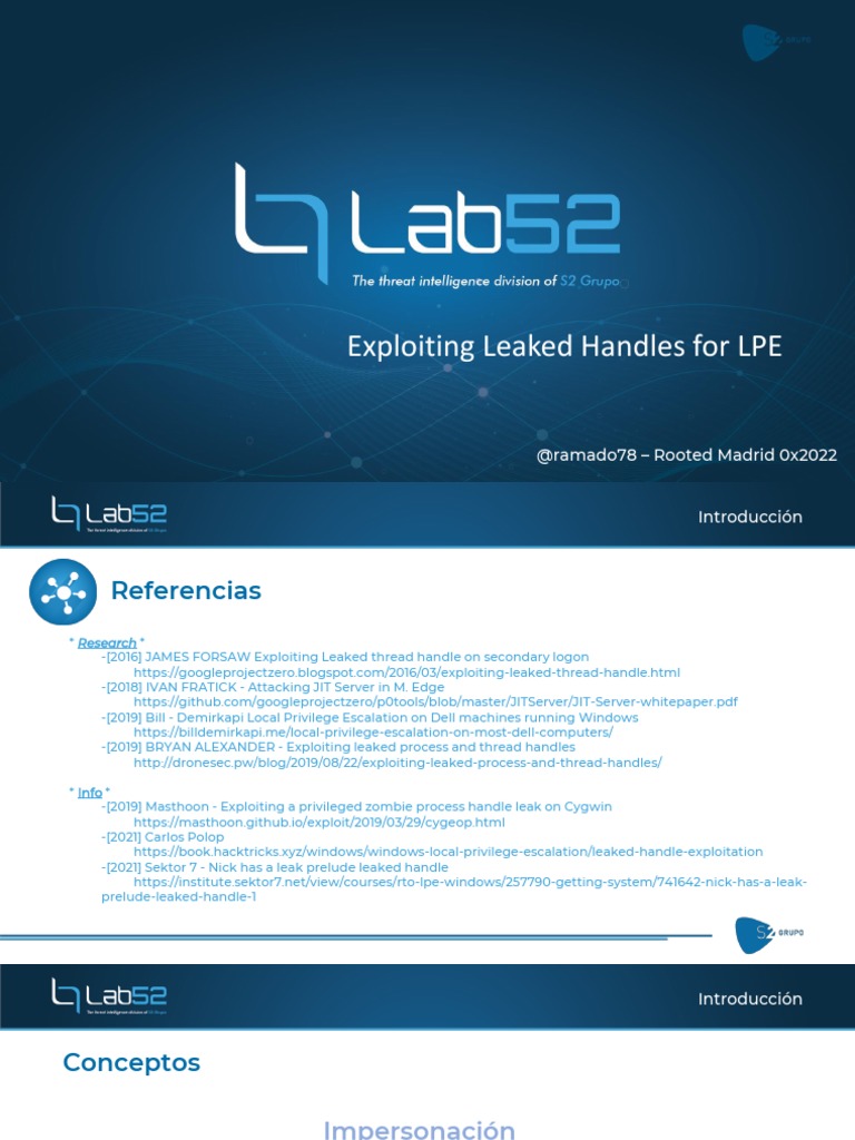 Exploiting Leaked Handles For LPE | PDF | Vulnerabilidad (informática) | Plataformas de computación