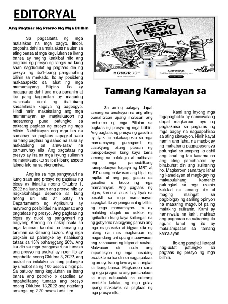 EDITORYAL Taas Presyo | PDF