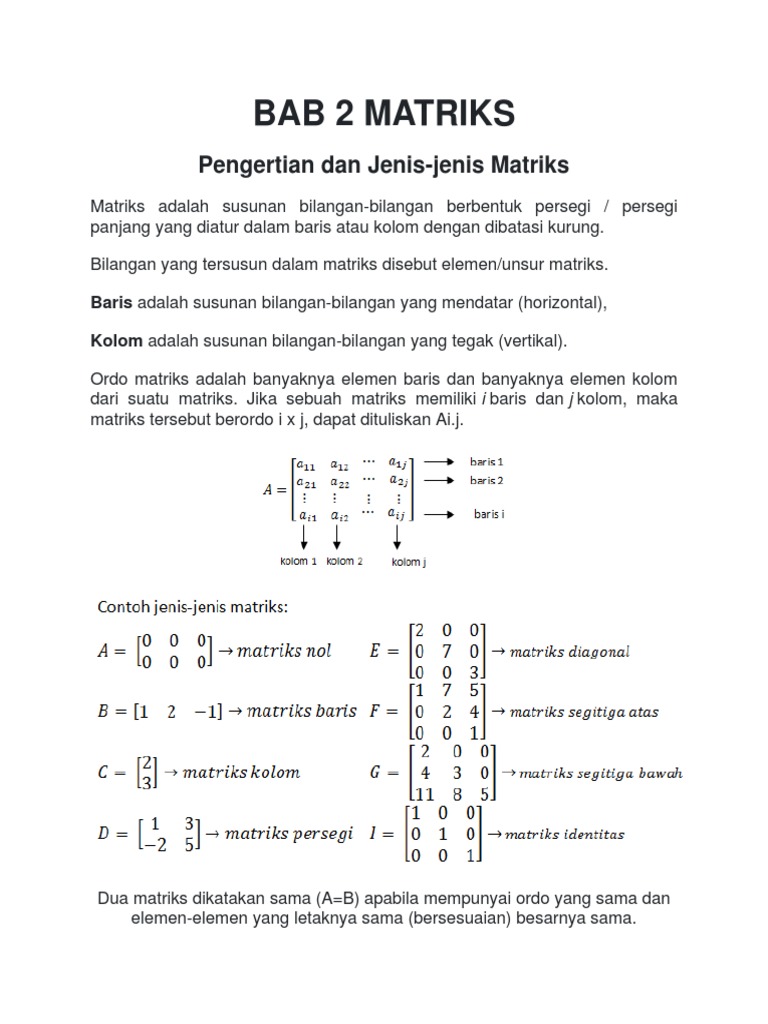 Pengantar dan Operasi Matriks | PDF