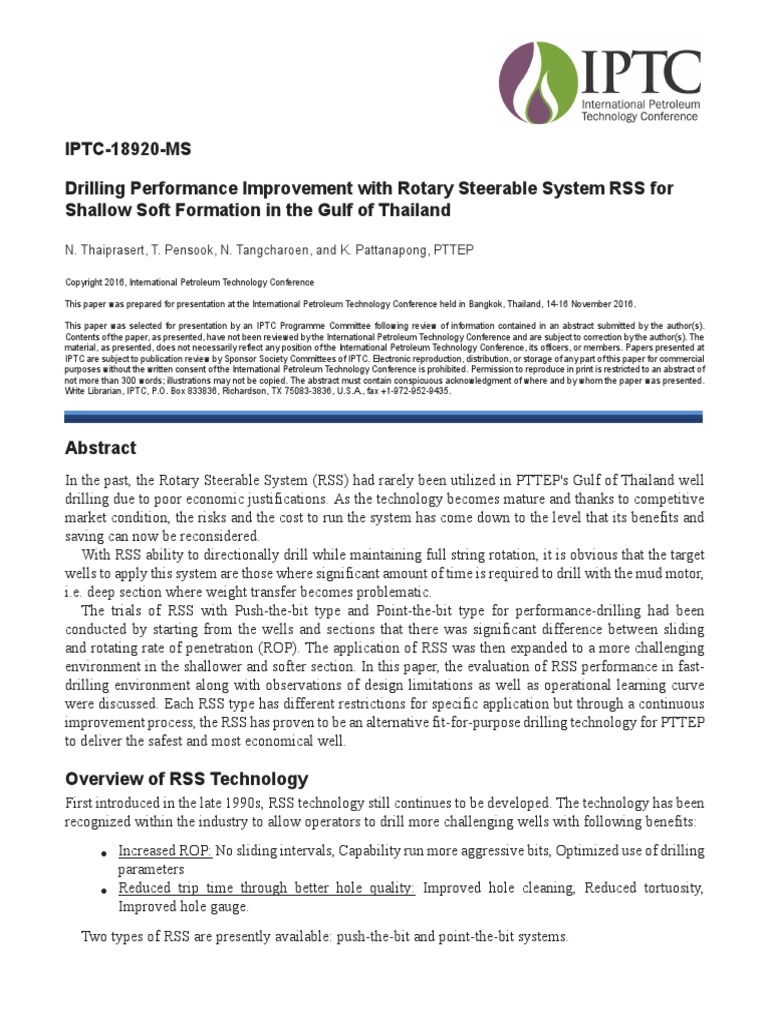 Drilling Performance Improvement With RSS For Shallow Soft Formation in ...