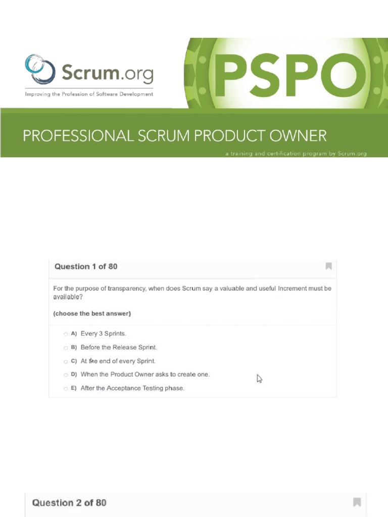 PSPO I WHITE EXAM (Update 2022) | PDF