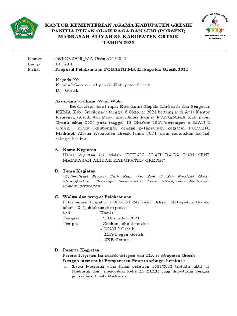 Ralat Pemberitahuan Porseni Kamad | PDF