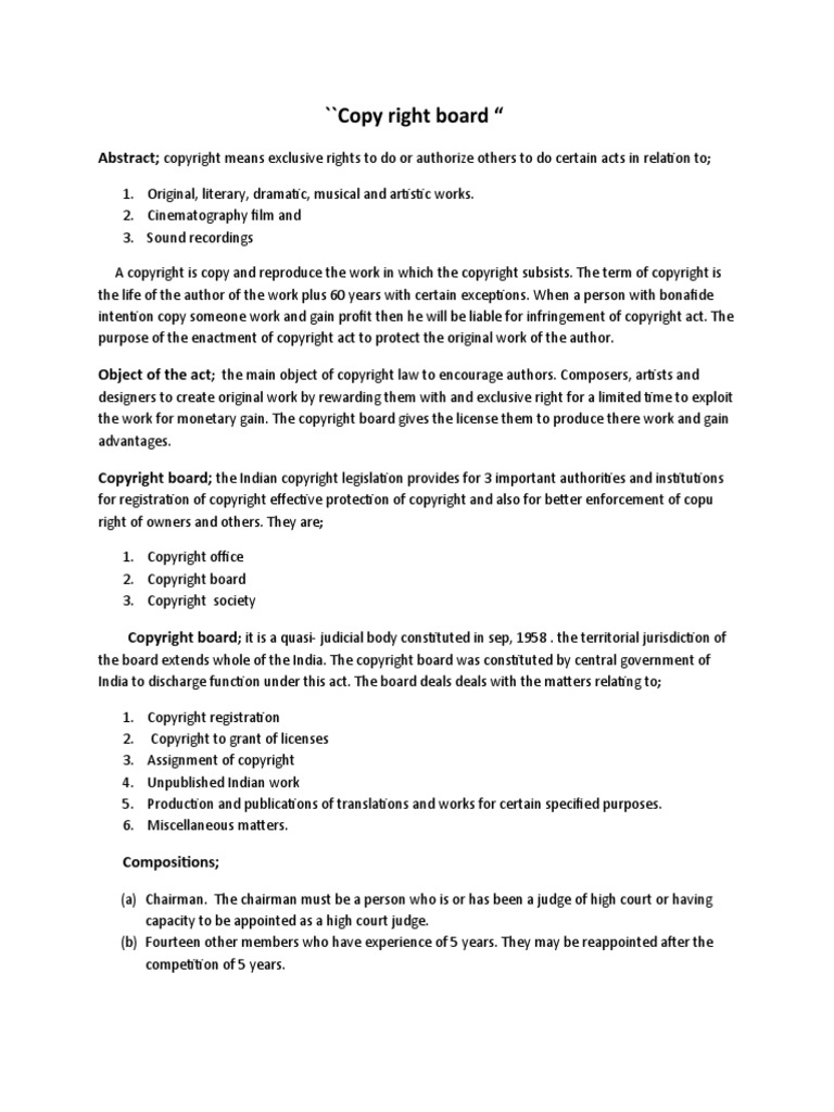 Copy Right Board | PDF | Copyright | Copyright Law Of The United States
