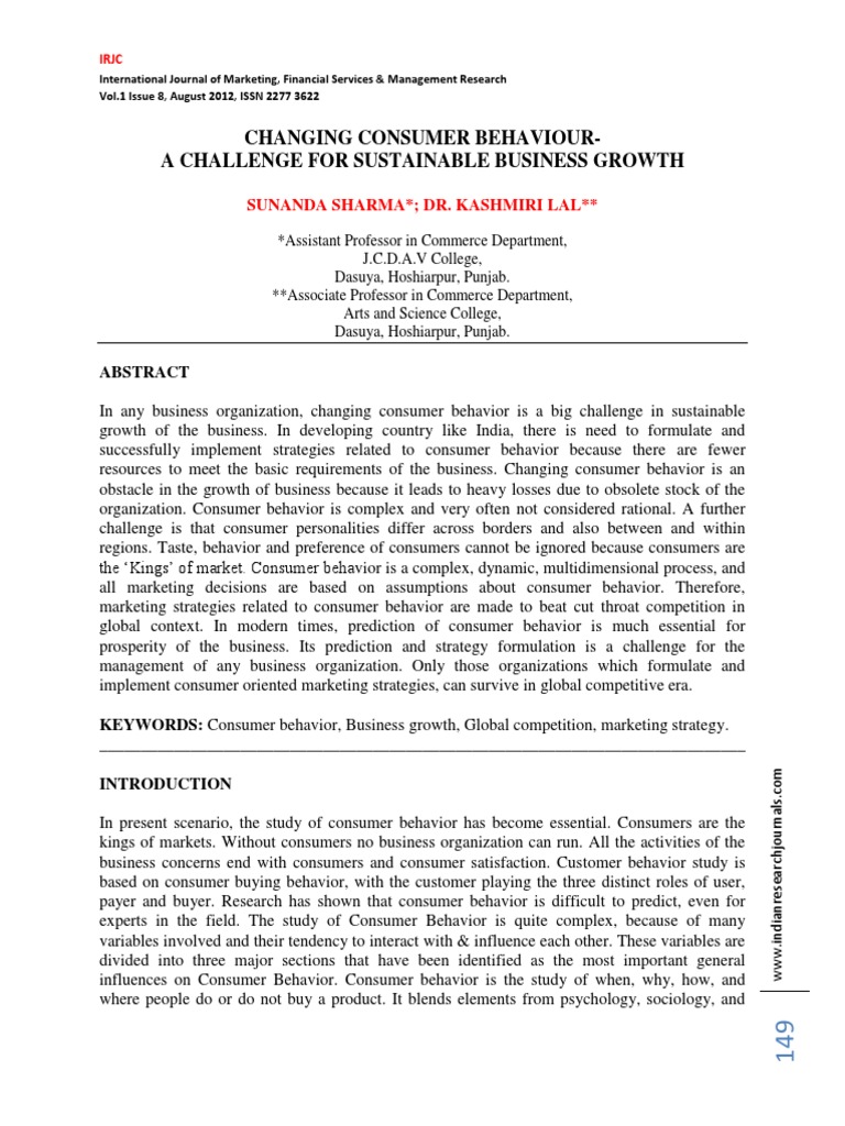 Consumer Behavior and Business Growth Challenges | PDF | Consumer ...