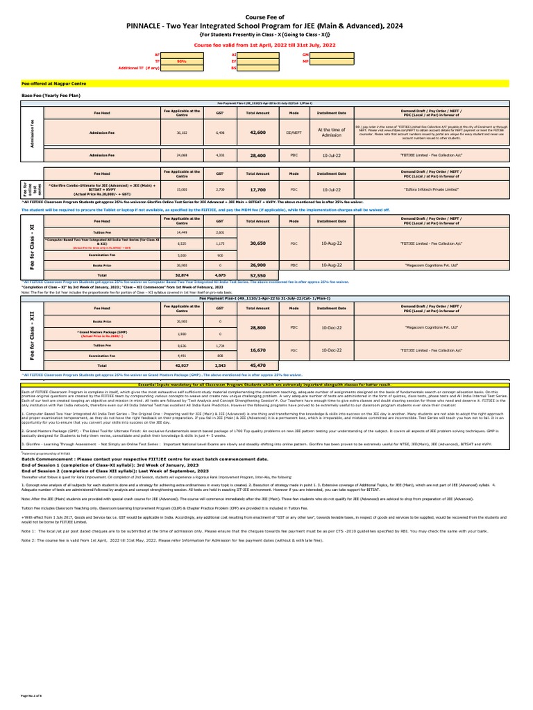 PINNACLE - Two Year Integrated School Program For JEE (Main & Advanced ...