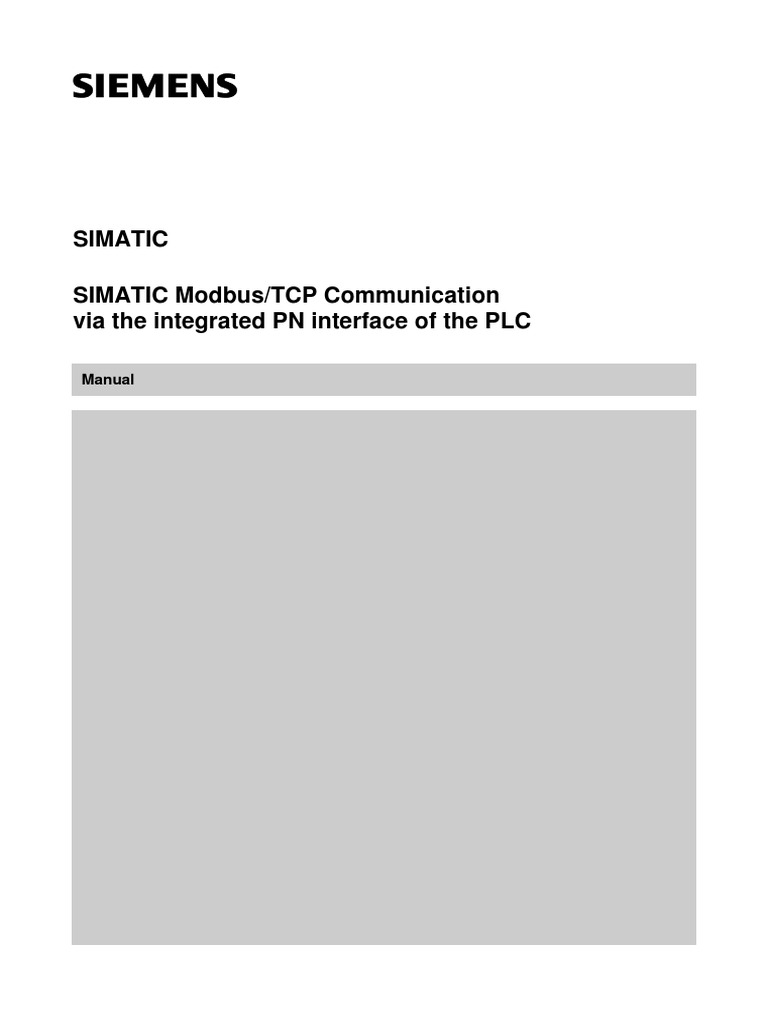 Silo - Tips Simatic Simatic Modbus TCP Communication Via The Integrated PN Interface of The PLC ...