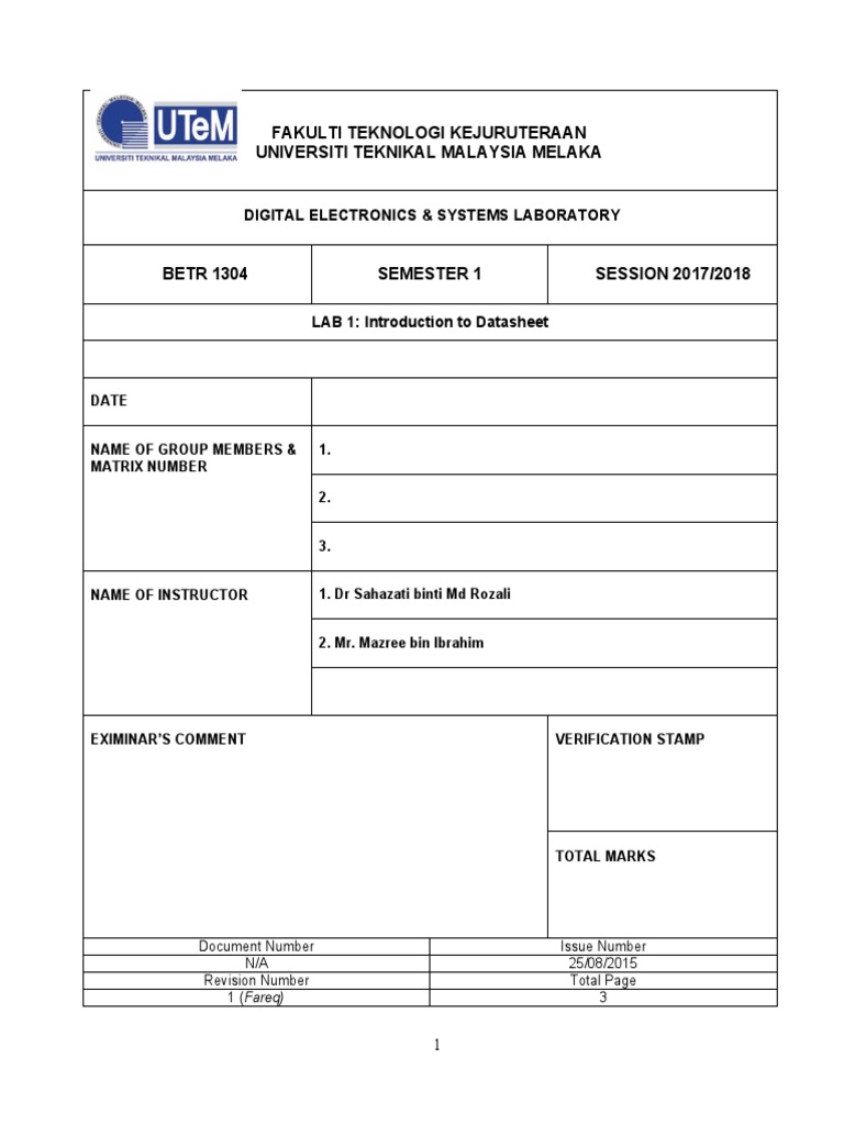Lab1 - Introduction To Datasheet | PDF | Electronic Circuits | Computer Engineering