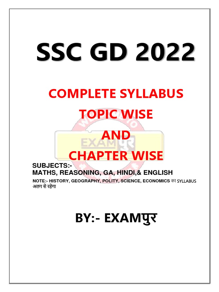 SSC GD SYLLABUS | PDF | Grammatical Gender | Area