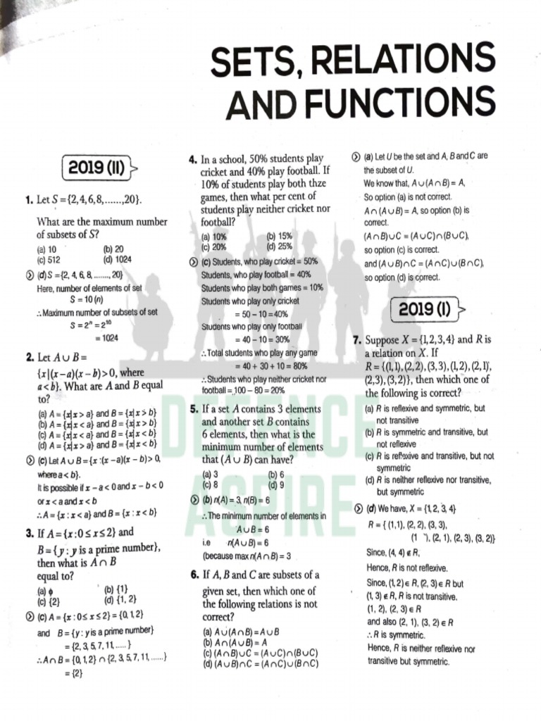 1 Sets Relations And Function 2014 I 2019 Ii Pdf Mathematical Analysis Mathematical Logic 2413