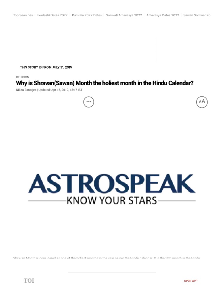 Why Is Shravan (Sawan) Month The Holiest Month in The Hindu Calendar ...