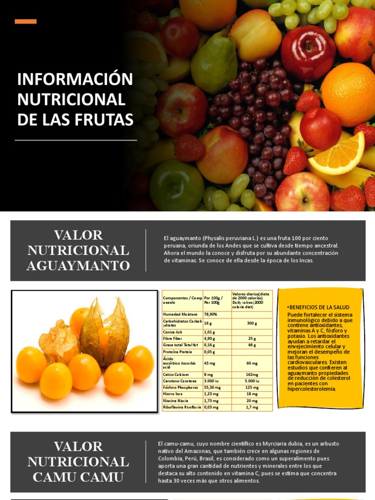 Valor Nutricional de Las Frutas Peruanas | PDF | Nutrición | Dieta y ...