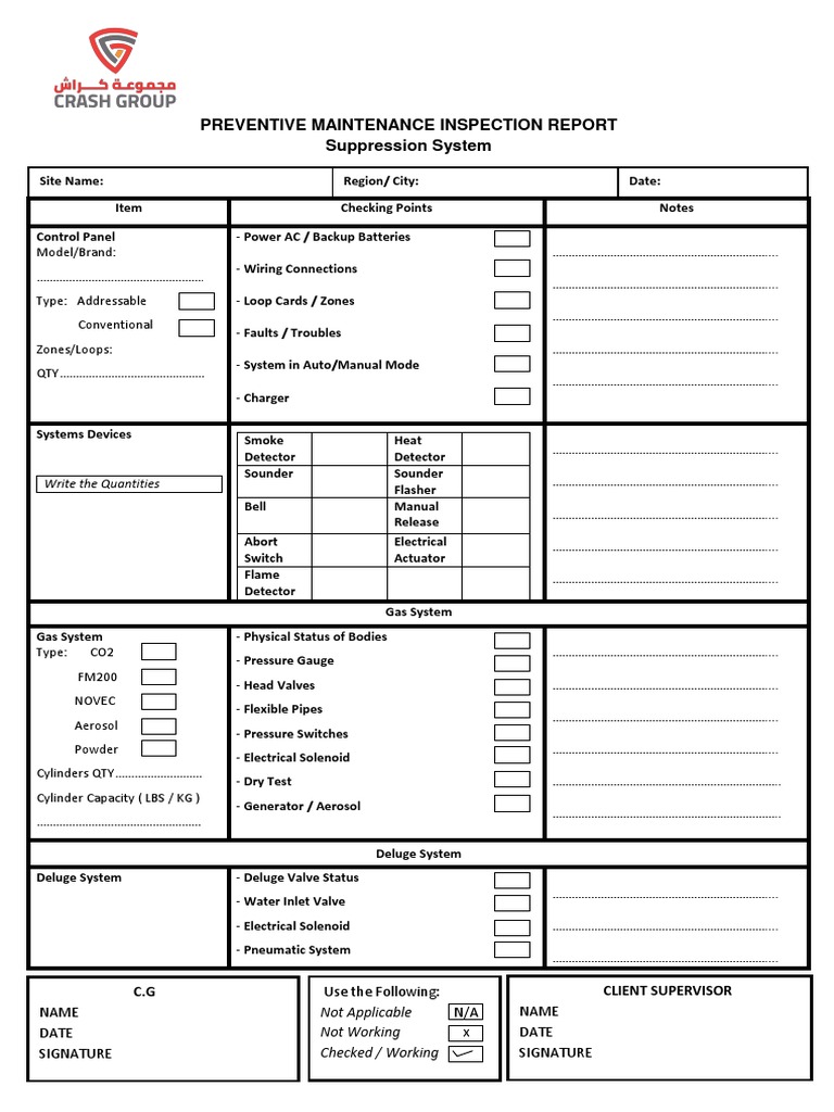 Inspection Form - Suppression Systems | PDF
