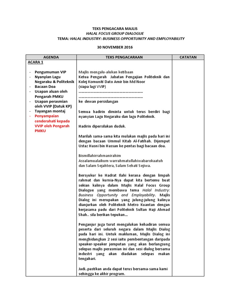 Skrip Emcee Focus Group Dialogue | PDF