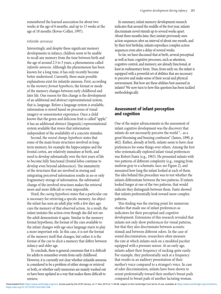 Daum, M. 2017 Cognitive Development During Infancy. Cambridge ...