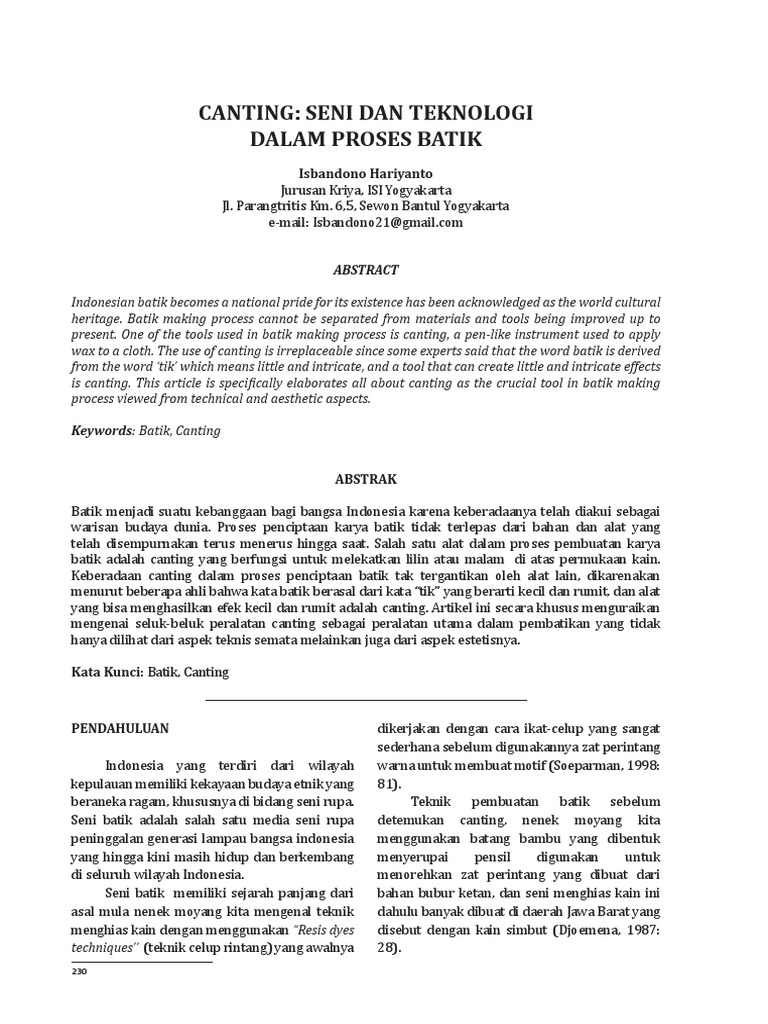Fungsi dan Jenis Canting dalam Batik | PDF