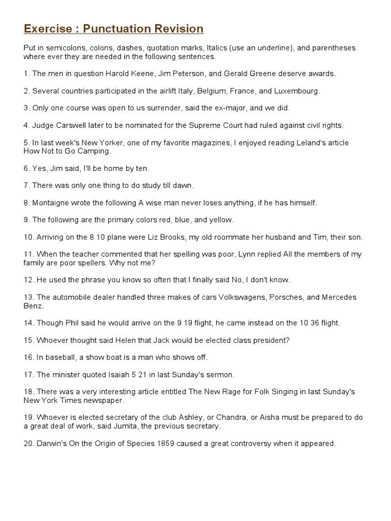 punctuation-worksheet- | PDF | Punctuation