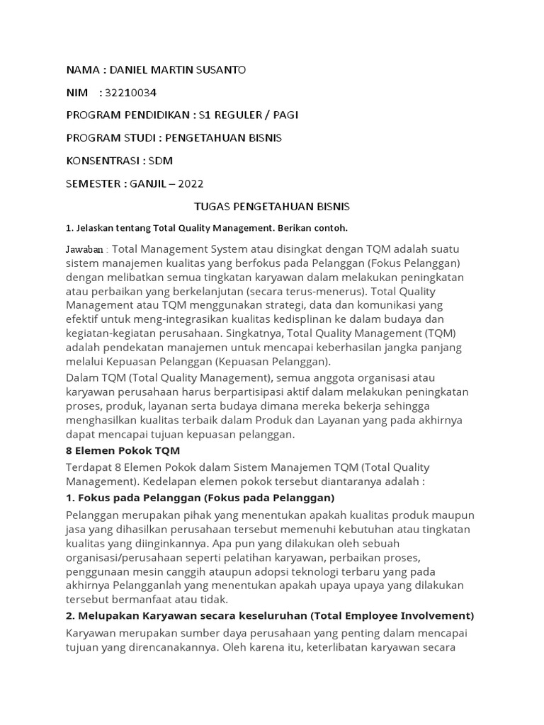 Tugas Pengetahuan Bisnis Daniel Martin Susanto... | PDF Tugas Pengetahuan Bisnis Daniel Martin Susanto... | PDF
