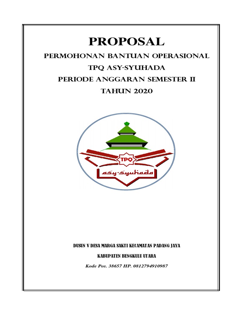 PROPOSAL BOP TPQ ASYHD - Kemenag | PDF