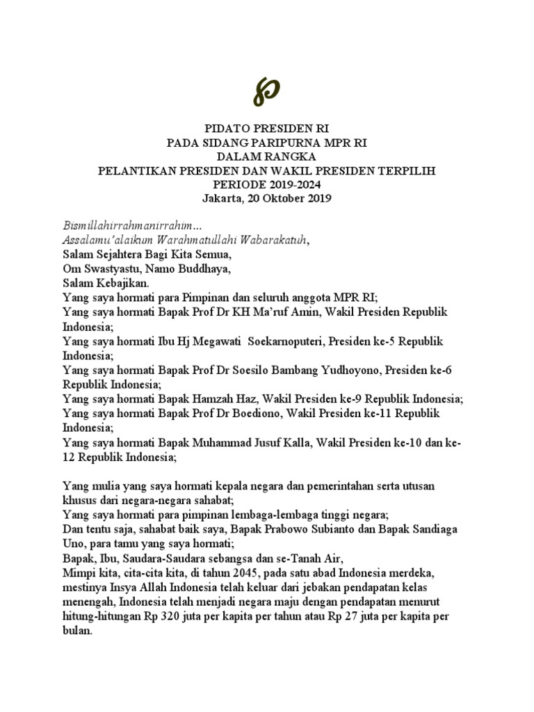 Naskah Pidato Presiden Ri (Indo) | PDF