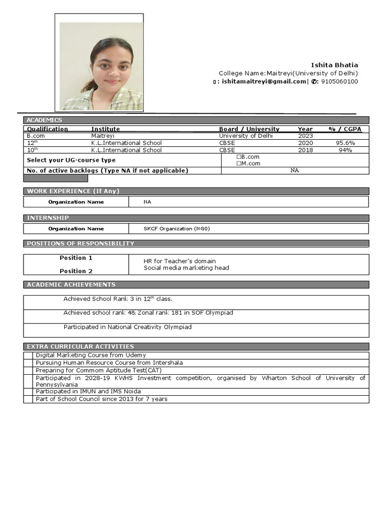 Editable Resume Format | PDF