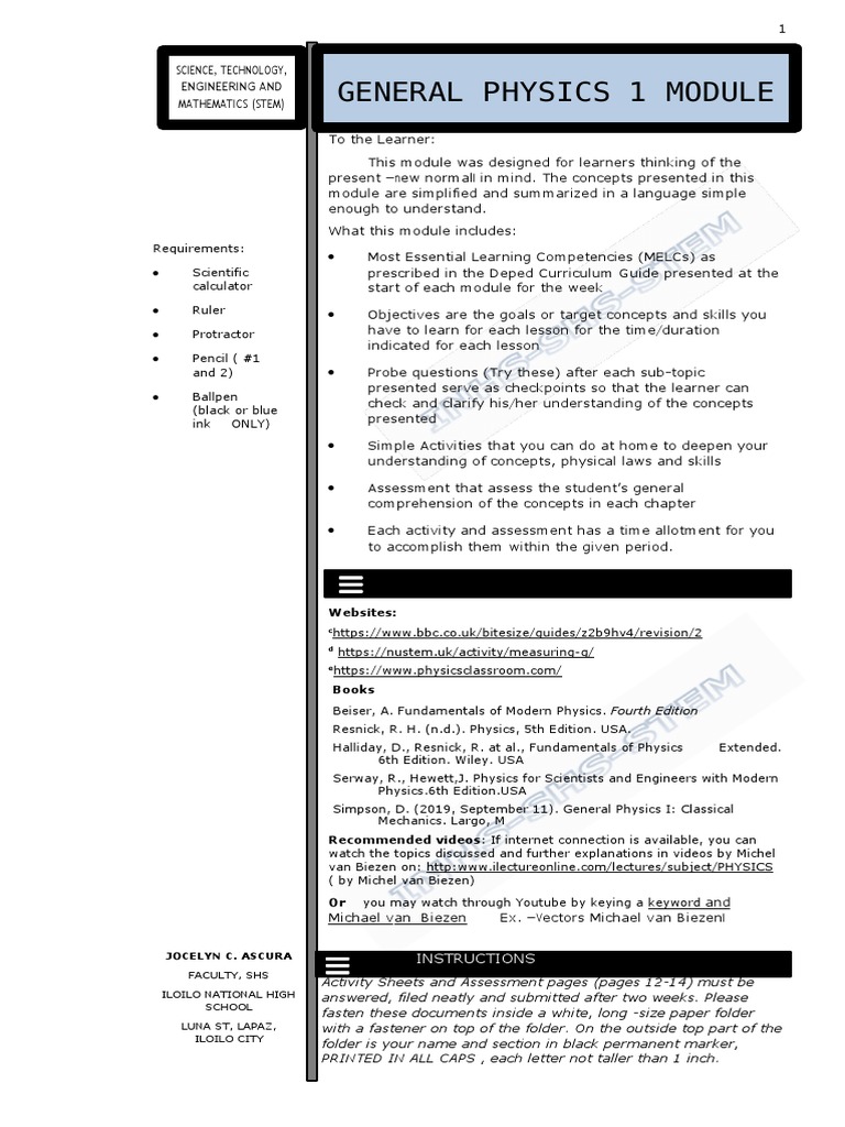 STEM Physics Module Covers Measurement Concepts | PDF | Observational Error | Euclidean Vector