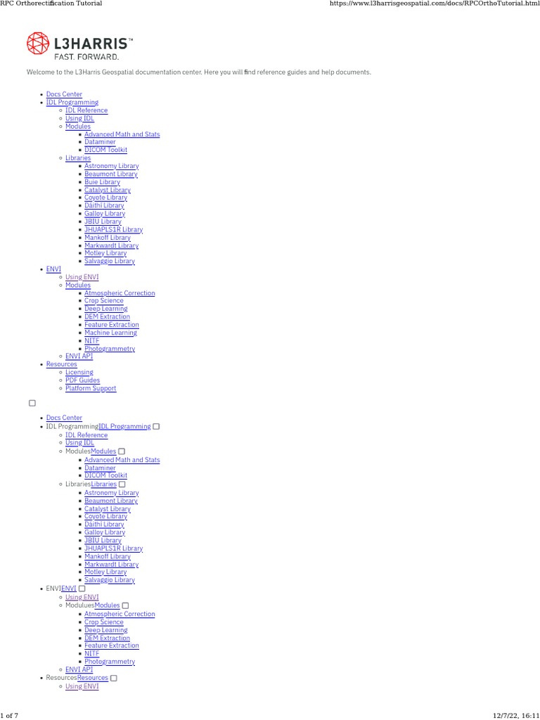 RPC Orthorectification Tutorial ENVI | PDF | Latitude | Computing