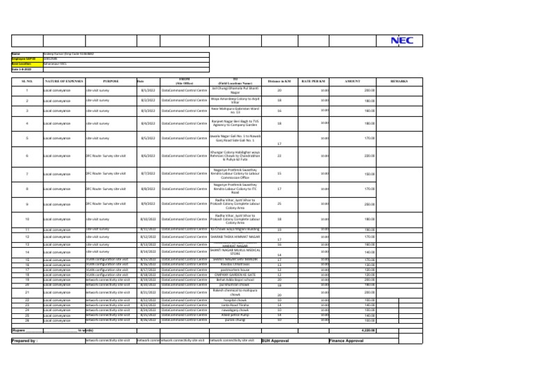 Local Conveyance Expense Report | PDF