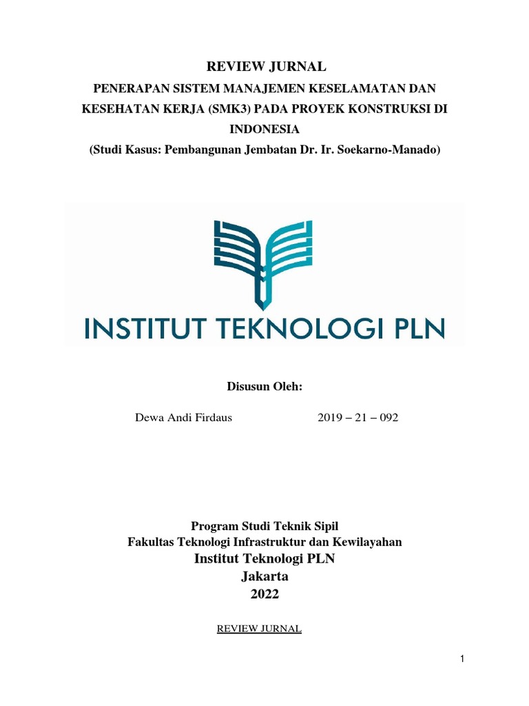 Tugas Review Jurnal K3 - Dewa Andi Firdaus - 201921092 | PDF