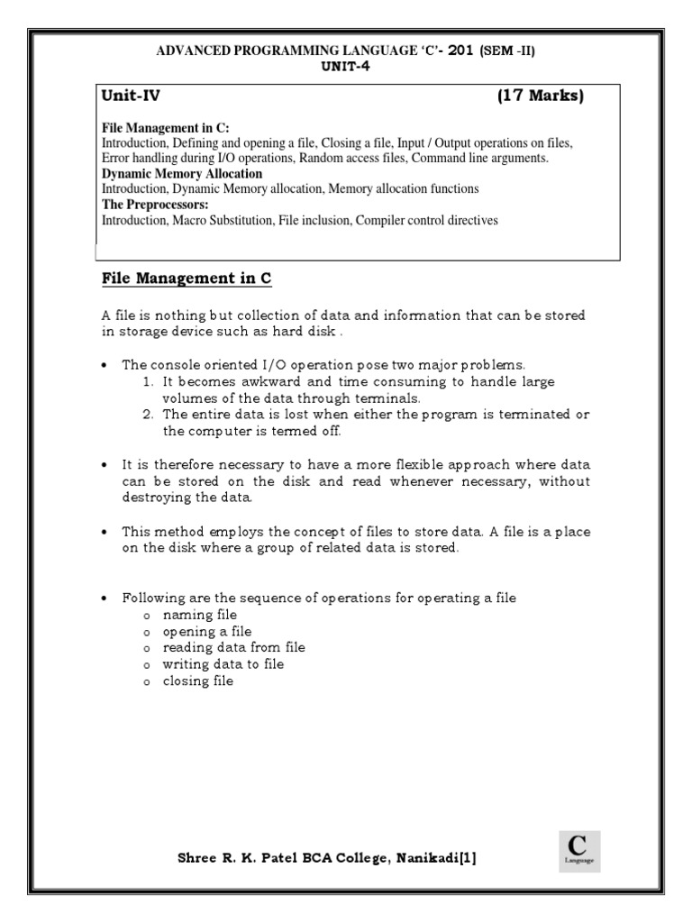 Unit 4 C Pdf Pointer Computer Programming Parameter Computer Programming