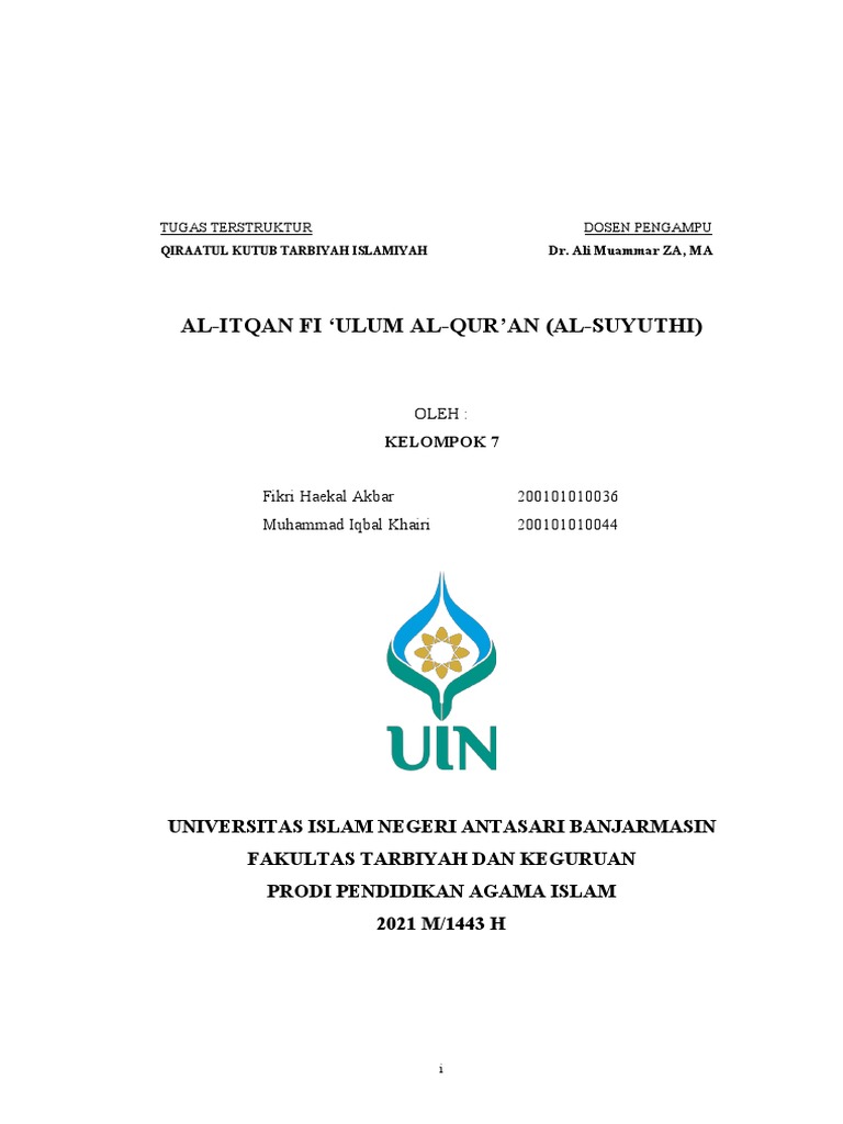 Kel 7 - Al Itqan Fi Ulum Al-Quran | PDF