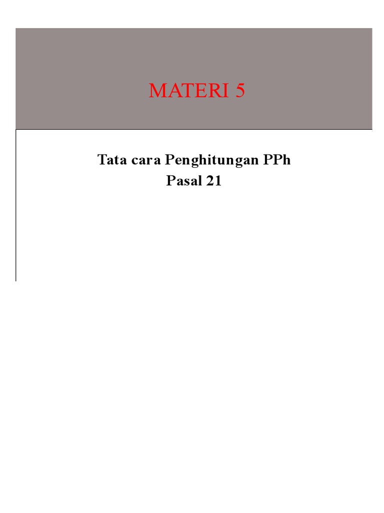 Panduan Hitung PPh Pasal 21 | PDF