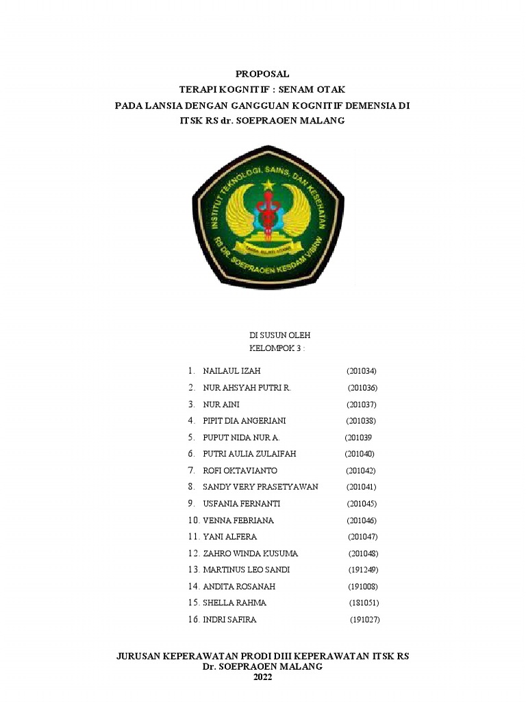 Proposal Terapi Otak Lansia | PDF