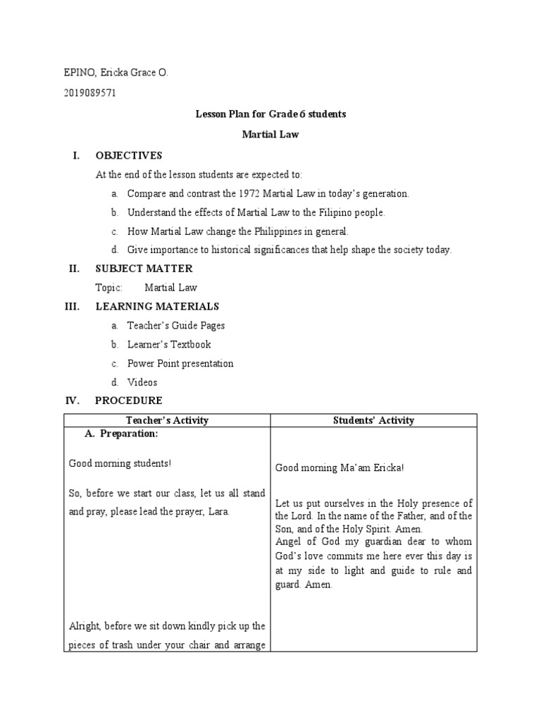 EPINO - FA3 - Lesson Plan | PDF