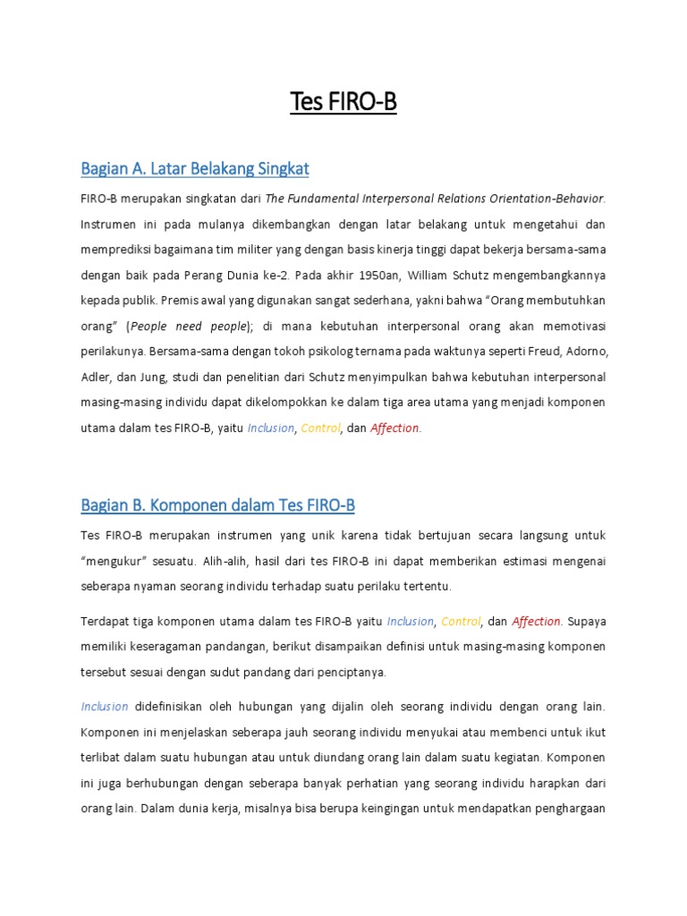 Panduan Tes FIRO-B untuk Pemimpin | PDF