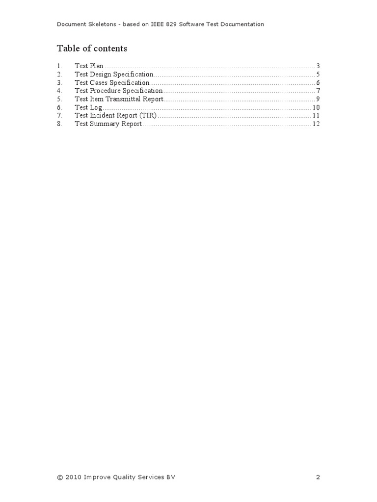 IEEE 829 Test Documentation Guide | PDF | Software Testing ...