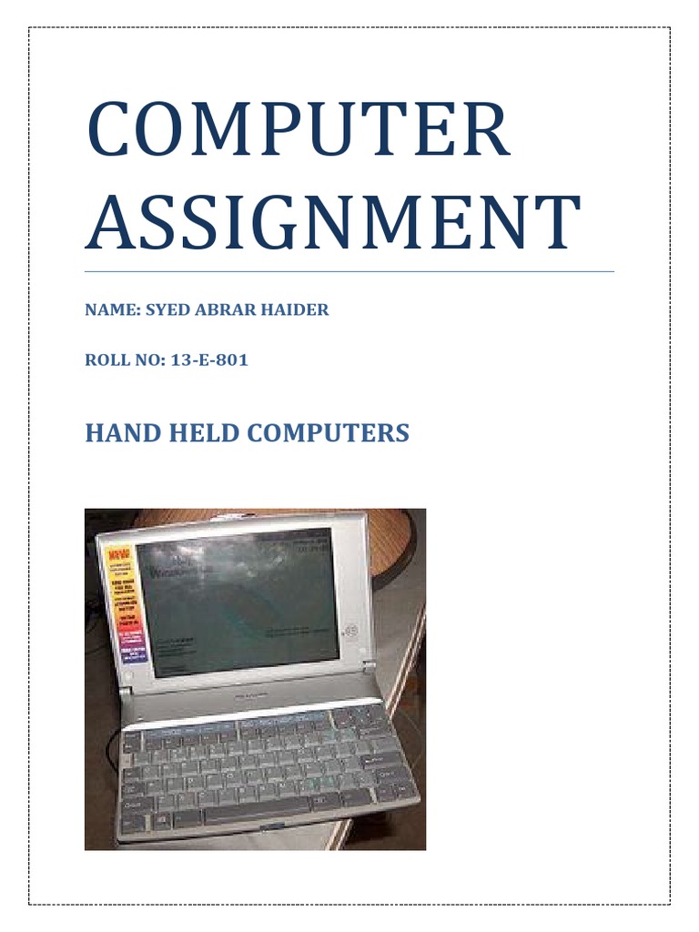 Computer Assignment | PDF | Personal Digital Assistant | Personal Computers