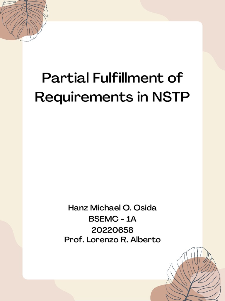 Partial Fulfillment of Requirements in NSTP | PDF | Emergency Management