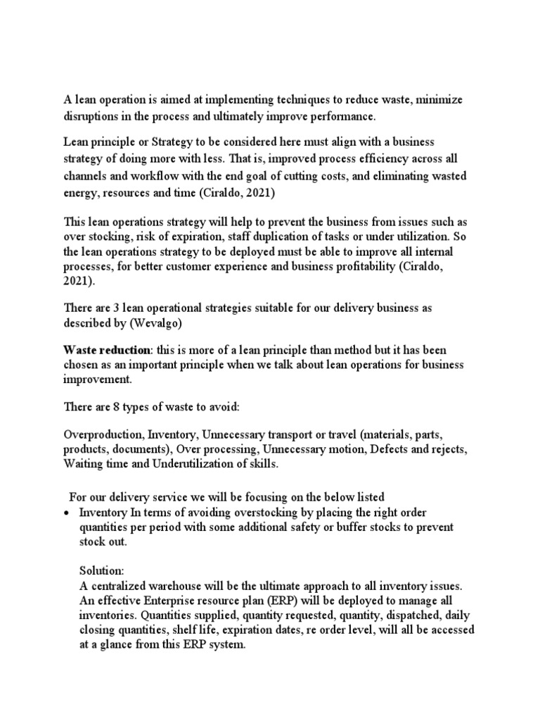 Bus 5116 Project Group (Lean Operations) | PDF | Lean Manufacturing | Inventory