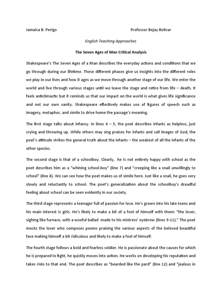Critical Analysis of Seven Ages of Man | PDF