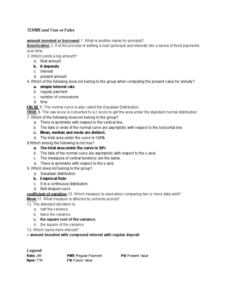 MMW Midterm Reviewer | PDF | Coefficient Of Variation | Normal Distribution